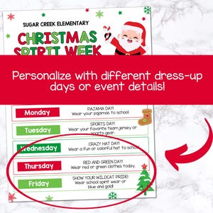 Christmas Spirit Week Template, Christmas Spirit Week Flyer, Christmas ...
