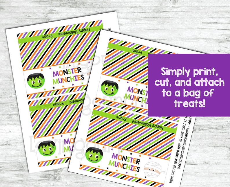 Halloween Treat Tags Editable Halloween Gift Tag Halloween - Etsy