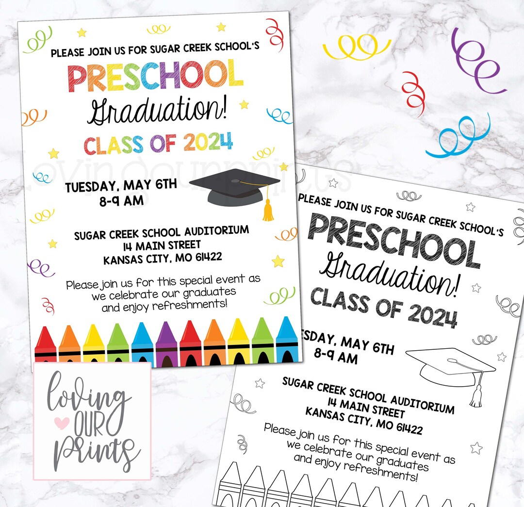 Preschool Graduation, Editable Preschool Graduation Invitation ...
