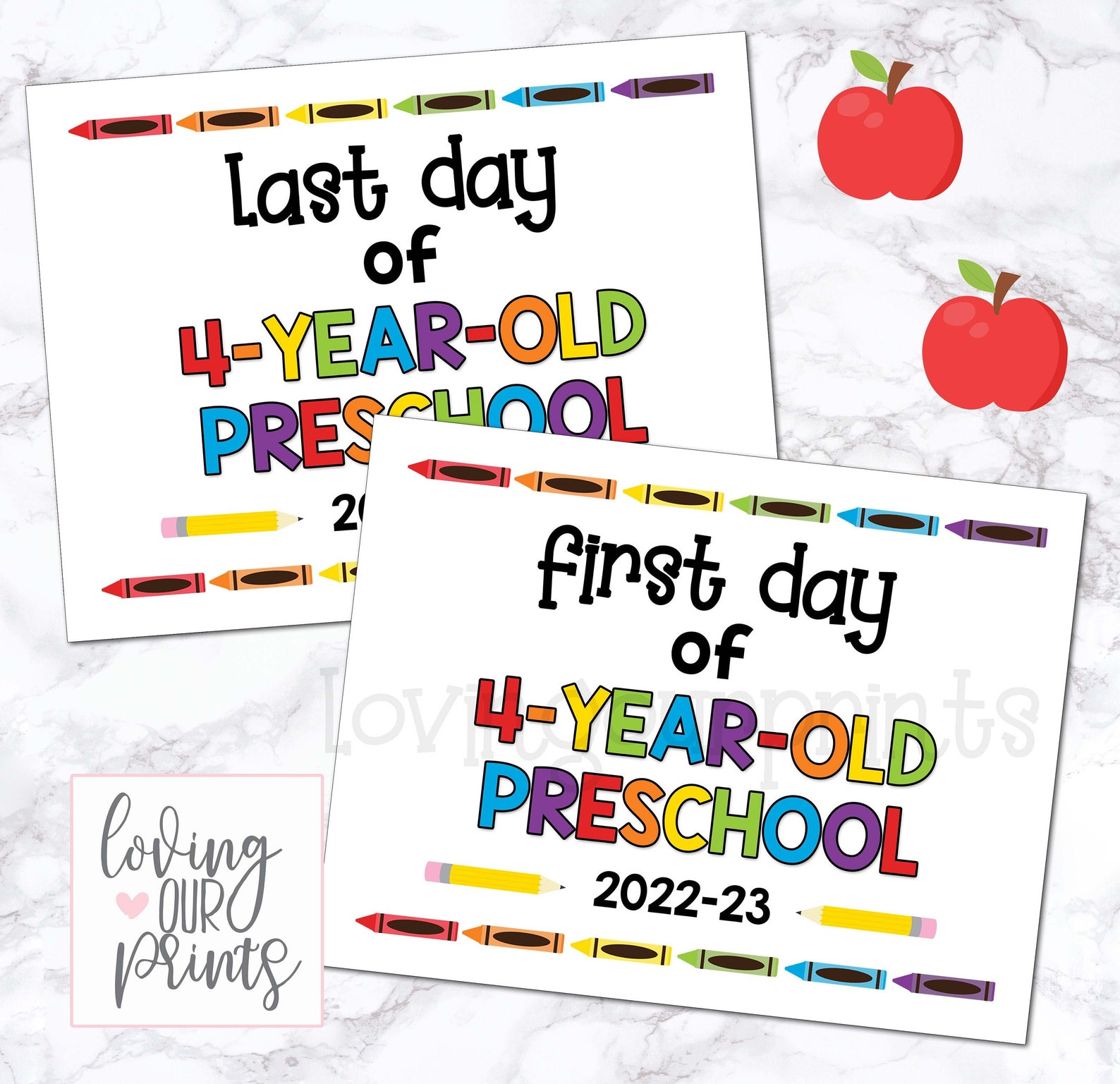 First Day of 4 Year Old Preschool Sign First Day of - Etsy