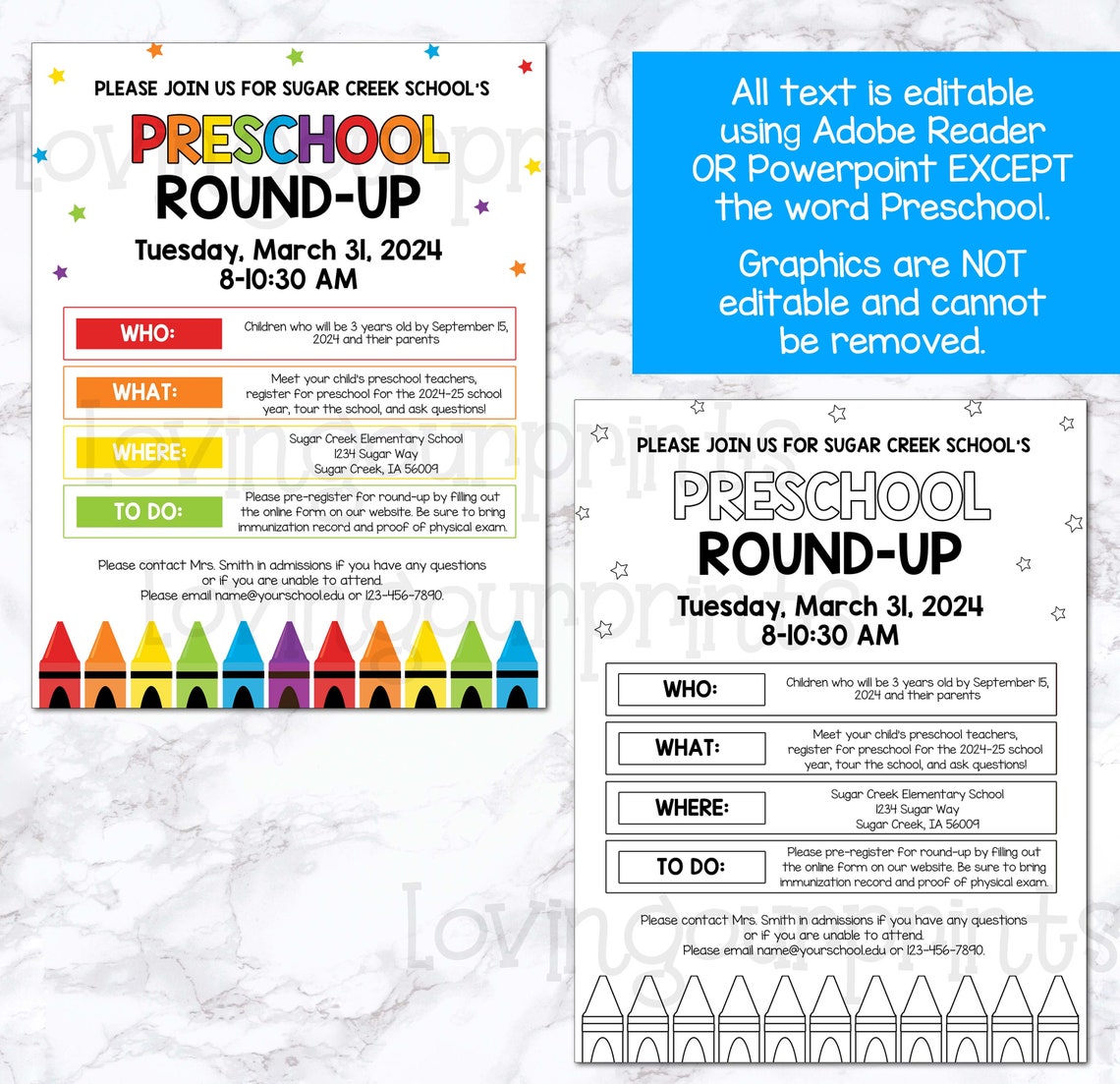 Editable Preschool Registration Flyer, Preschool Roundup School Flyer ...