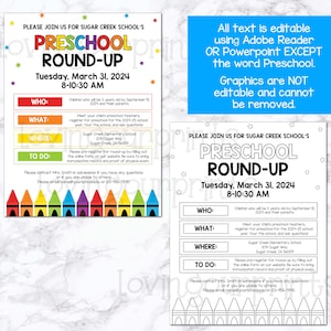 Editable Preschool Registration Flyer, Preschool Roundup School Flyer ...