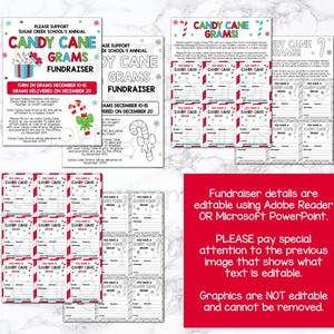 Candy Cane Gram Printable, Candy Cane Gram Fundraiser Flyer, Editable ...