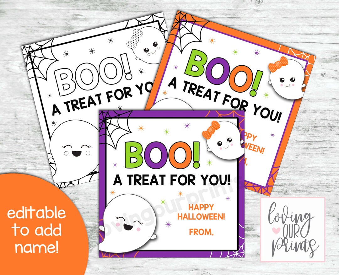 Boo A Treat for You, Boo A Halloween Treat for You, Editable Halloween ...