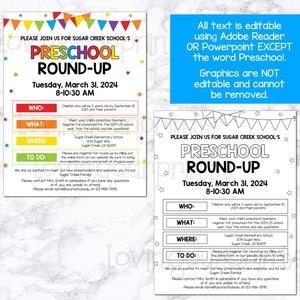 Editable Preschool Round up Flyer, Preschool Enrollment, Preschool ...