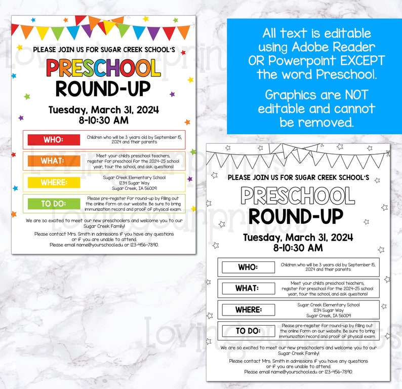 Editable Preschool Round up Flyer, Preschool Enrollment, Preschool ...