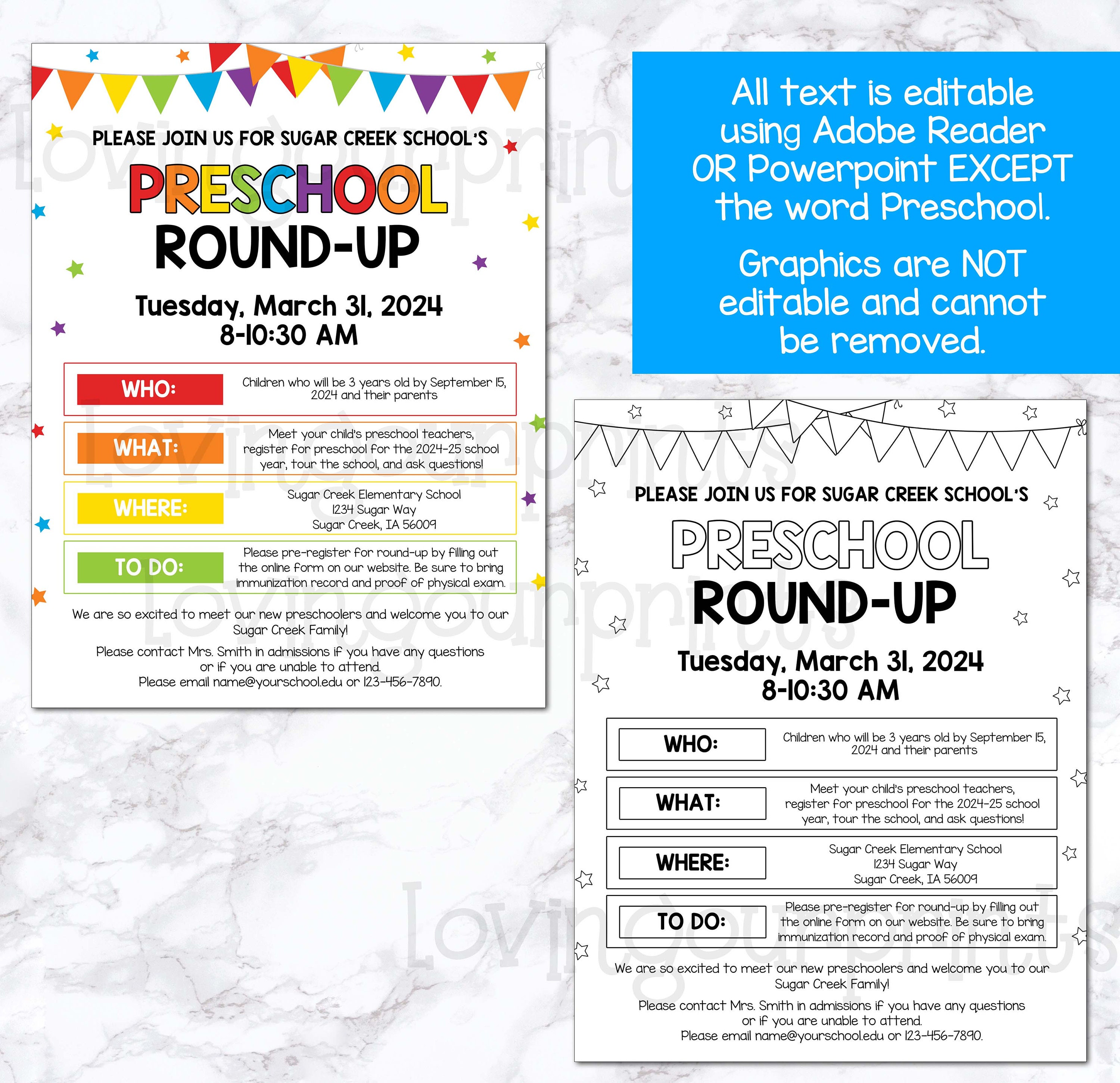 Editable Preschool Round up Flyer, Preschool Enrollment, Preschool ...