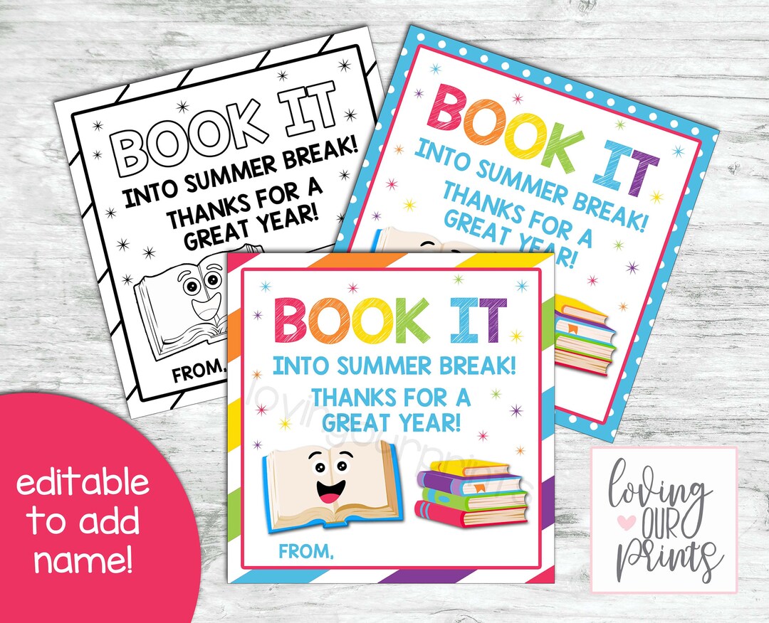 End of the Year Book Tags for Students, Editable End of the School Year ...