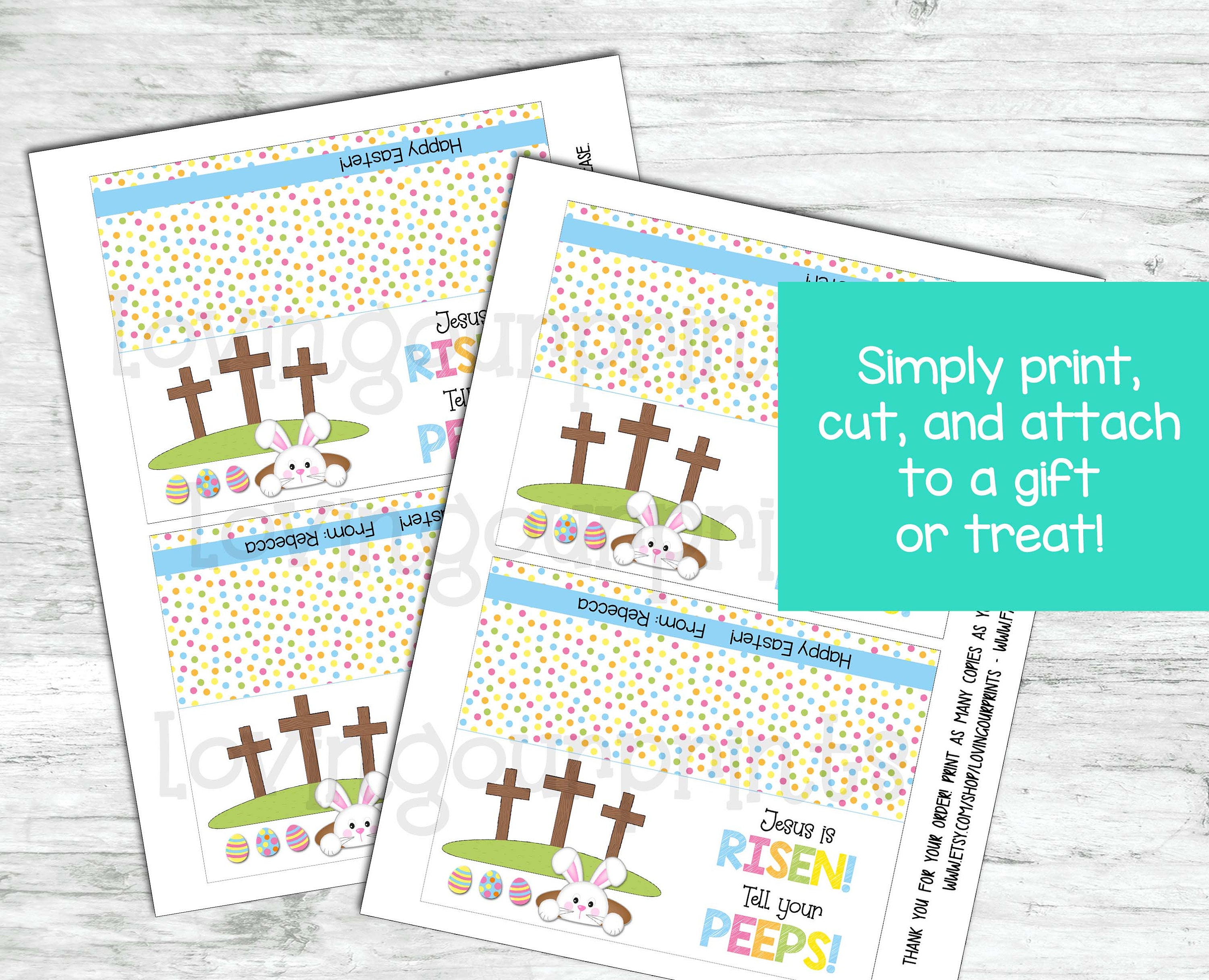 Editable Easter Peeps Printable Tags Jesus is Risen Tell Your - Etsy UK