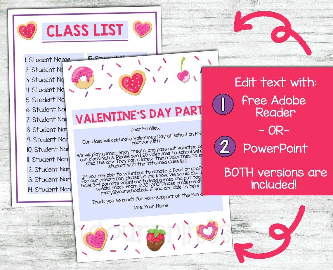 Editable Valentine's Day Class Party Flyer, Valentines Day Class Party ...