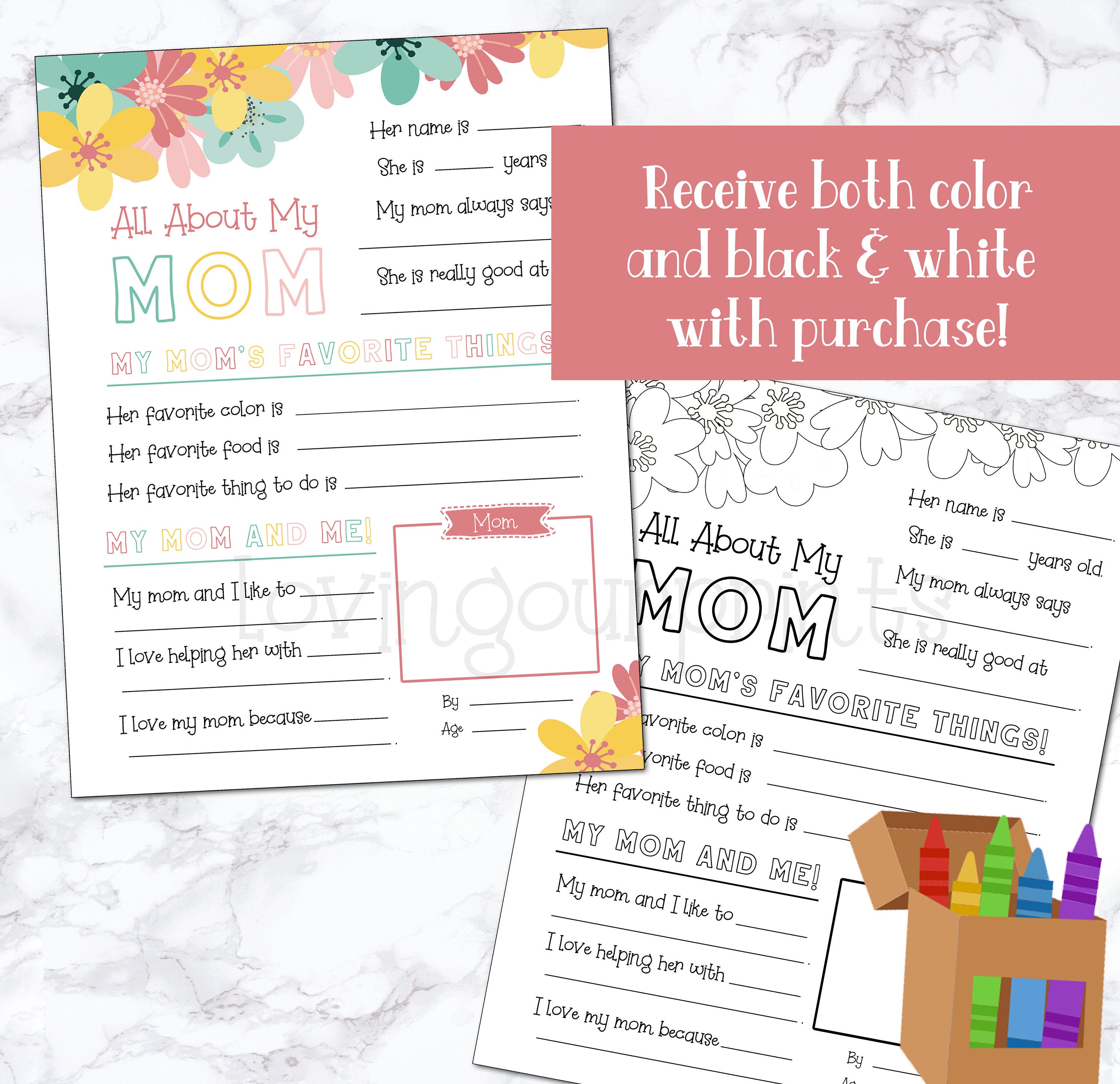 Mothers Day Questionnaire, Mothers Day Gift, Mothers Day Printable ...
