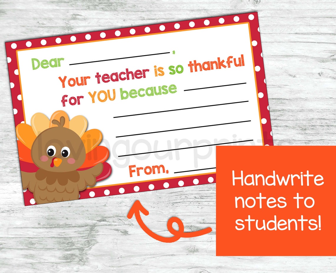 I Am Thankful for Printable Cards Your Teacher is Thankful | Etsy