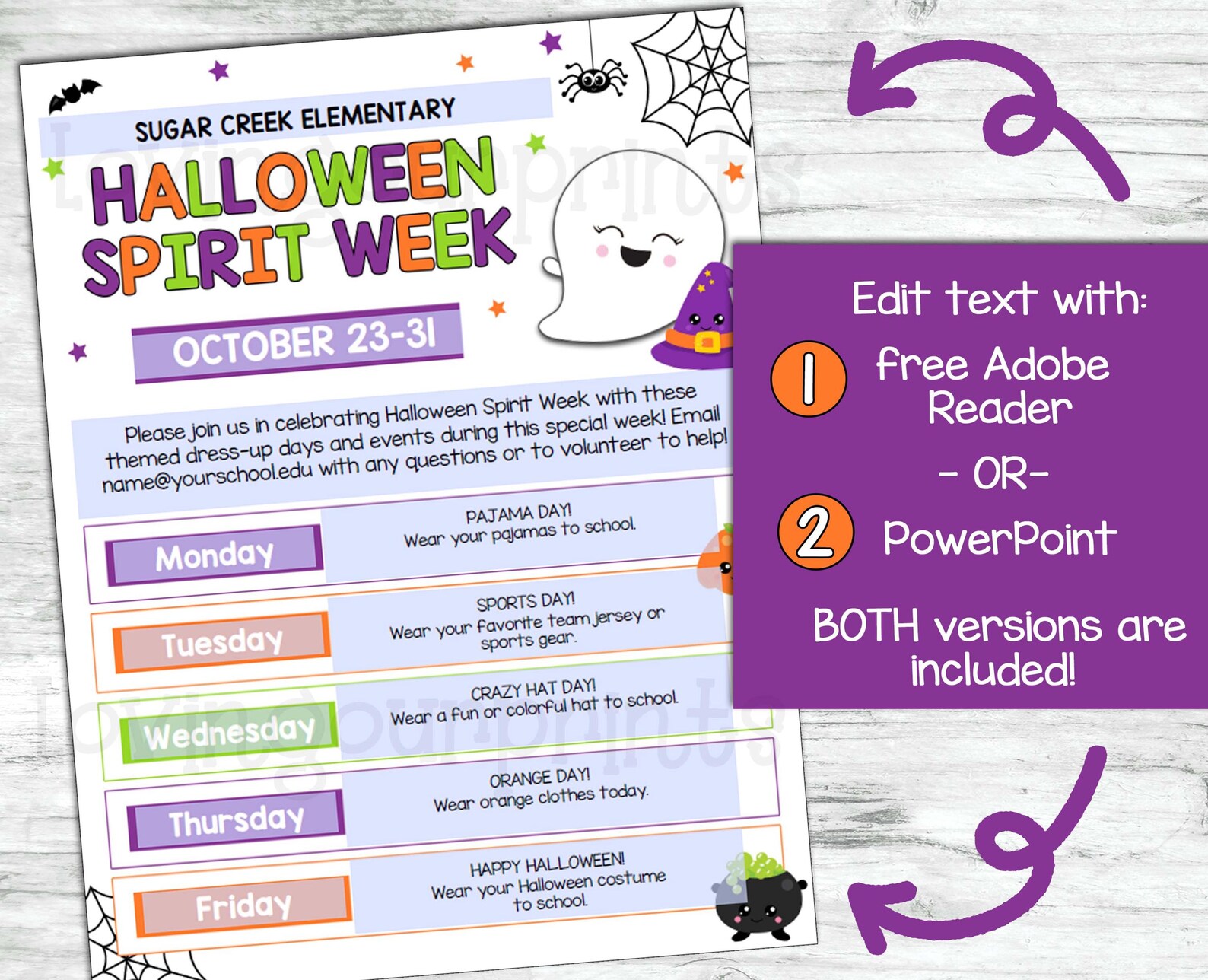 Halloween Spirit Week, Halloween Spirit Week Flyer, Halloween Dress up ...