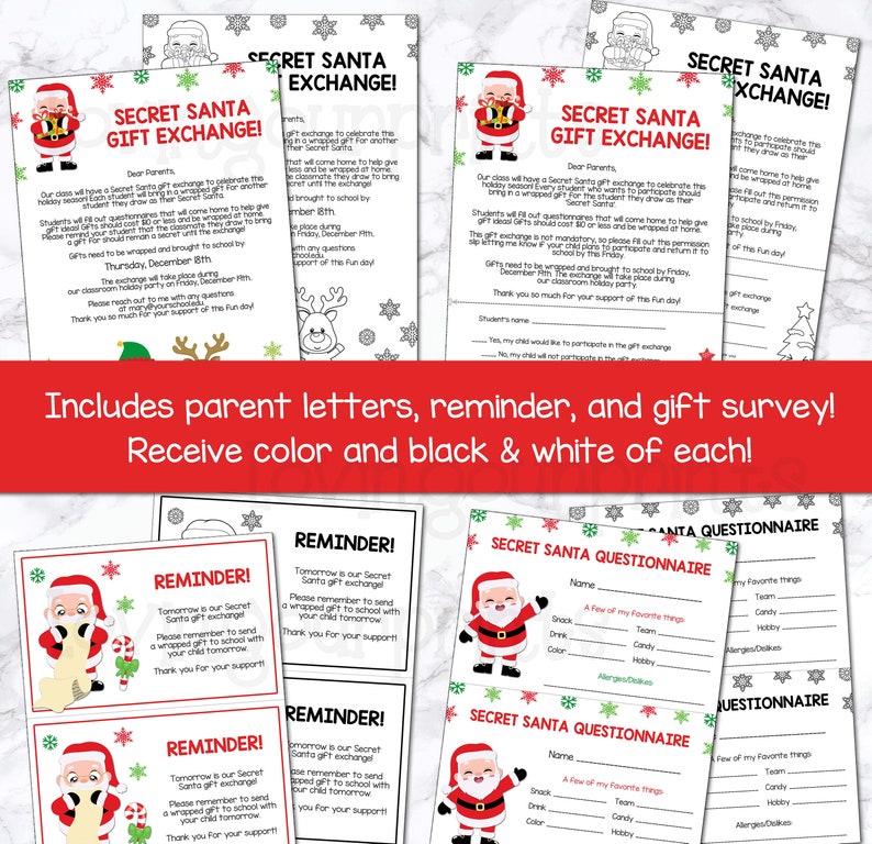 Secret Santa Gift Exchange, Secret Santa Gift Exchange Questionnaire ...