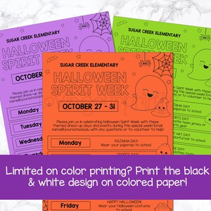 Halloween Spirit Week, Halloween Spirit Week Flyer, Halloween Dress up ...