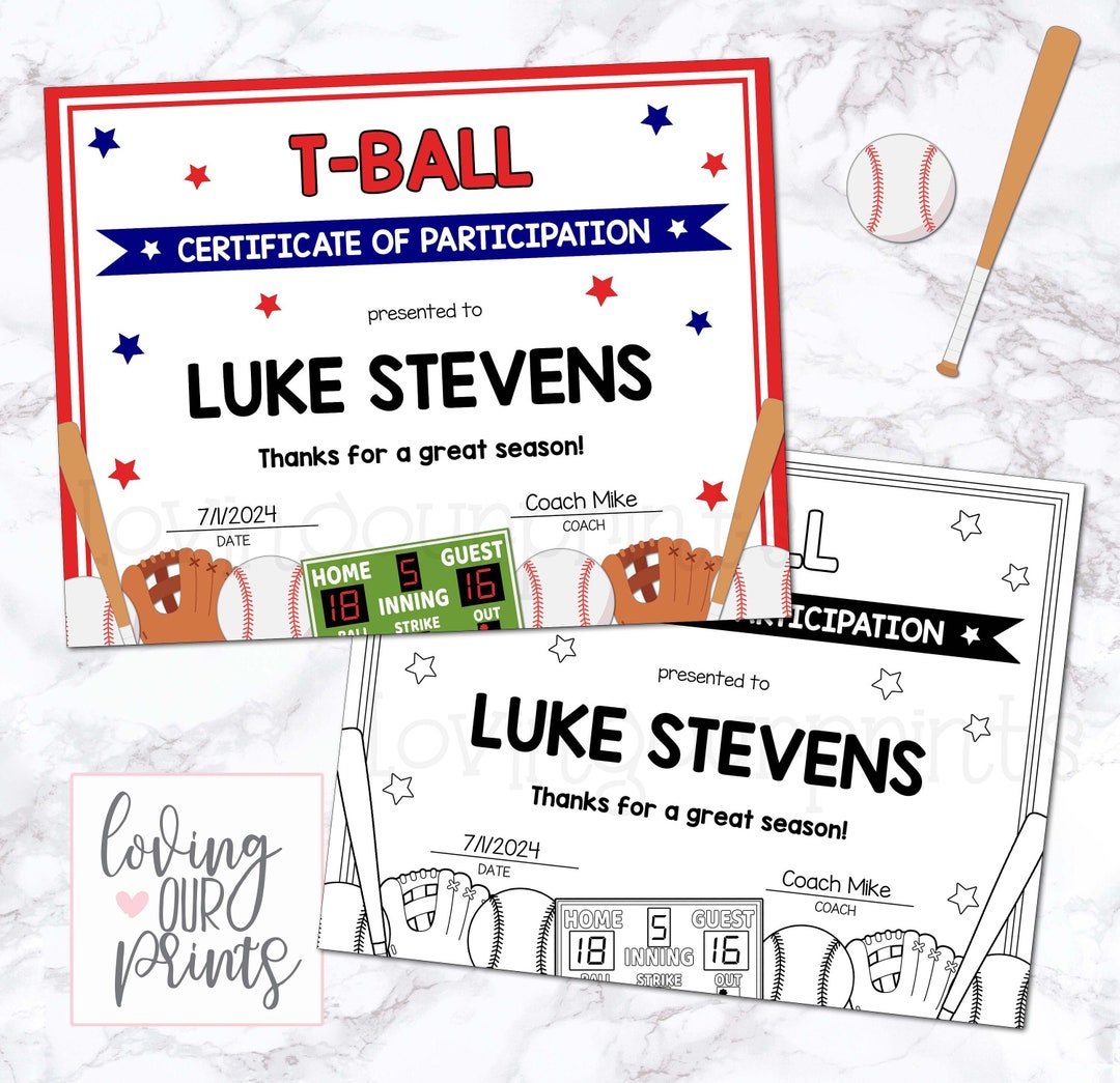 Editable Tball Certificate, Tball Award Certificate, Tball Awards ...