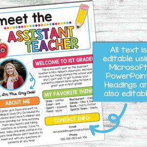 Meet the Assistant Teacher Template, Meet the Assistant Teacher ...