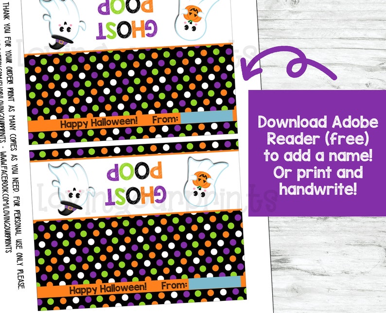 Editable Halloween Tags for Kids, Ghost Poop Tag, Halloween Treat Bag ...