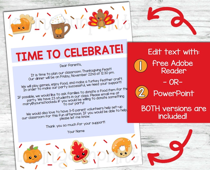 Thanksgiving Class Party, Editable Thanksgiving Class Party Flyer ...