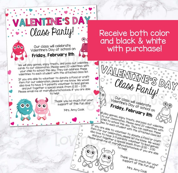 Carta Para Una Fiesta En El Aula Por El Día De San Valentín