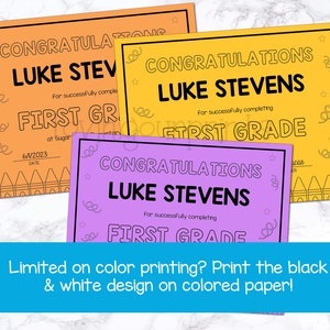 Editable First Grade Certificates, First Grade Graduation, First Grade ...