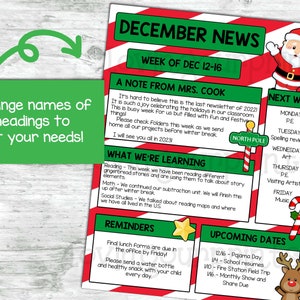 Editable December Newsletter Template, December Newsletter, Christmas ...