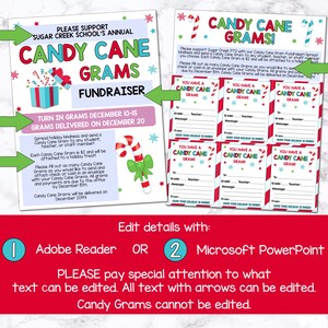 Candy Cane Gram Printable, Candy Cane Gram Fundraiser Flyer, Editable ...