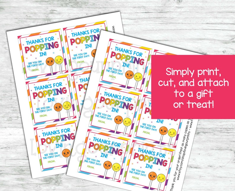 Editable Thanks for Popping in Tags, Thanks for Popping in Open House ...