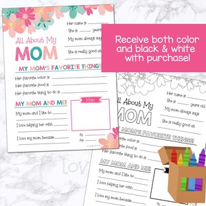 All About Mom, Mothers Day Gift, All About My Mom Printable, Mothers ...