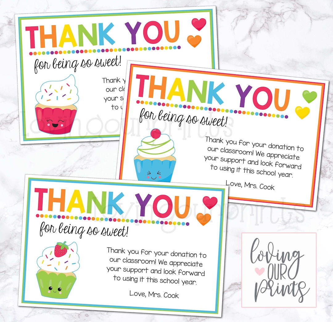 Teacher Thank You Notes, Teacher Thank You Card Template, School Thank ...