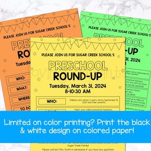 Editable Preschool Round up Flyer, Preschool Enrollment, Preschool ...