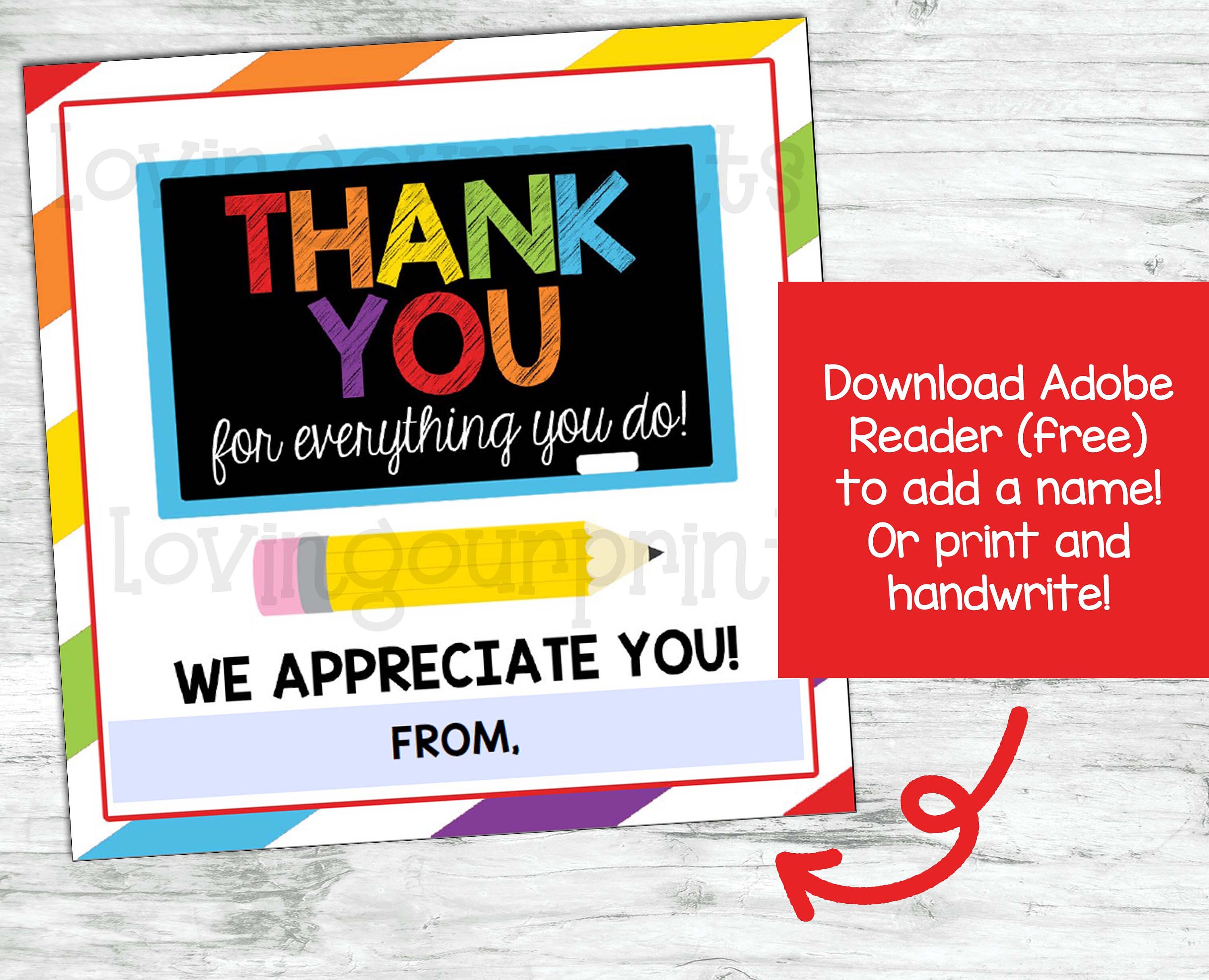 Editable Teacher Appreciation Tags, Teacher Appreciation Tags Printable ...