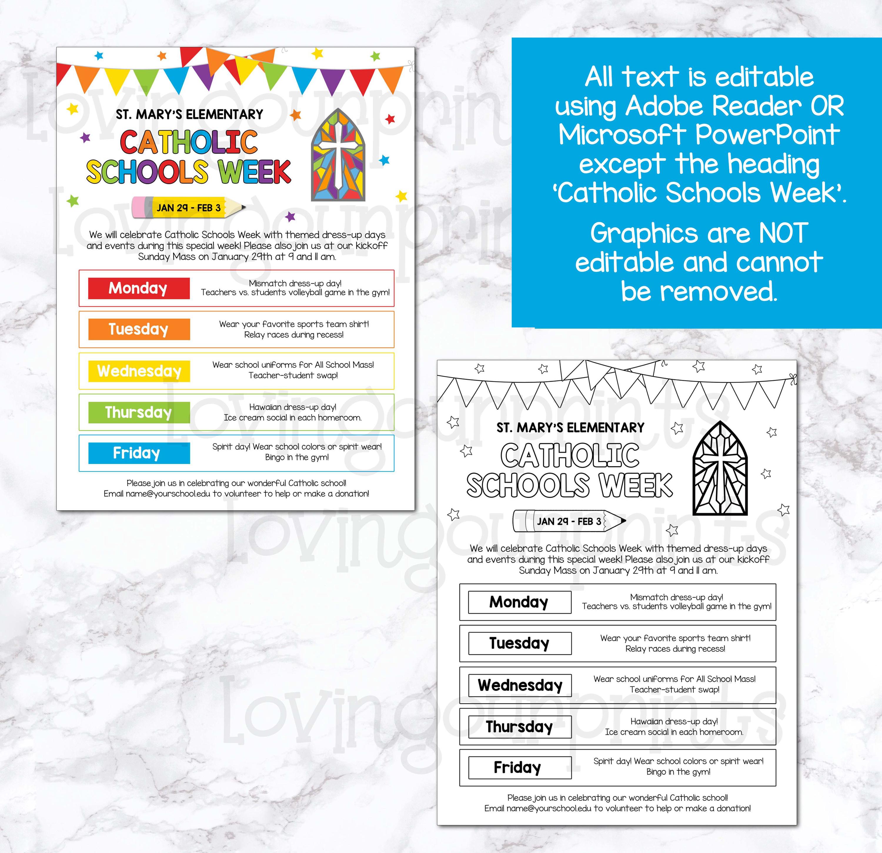 Catholic Schools Week Template, Editable Event Flyer Template, Catholic ...