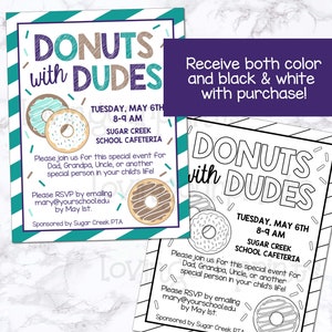 Donuts With Dudes, Editable Donuts With Dudes Invitation, Donuts With ...
