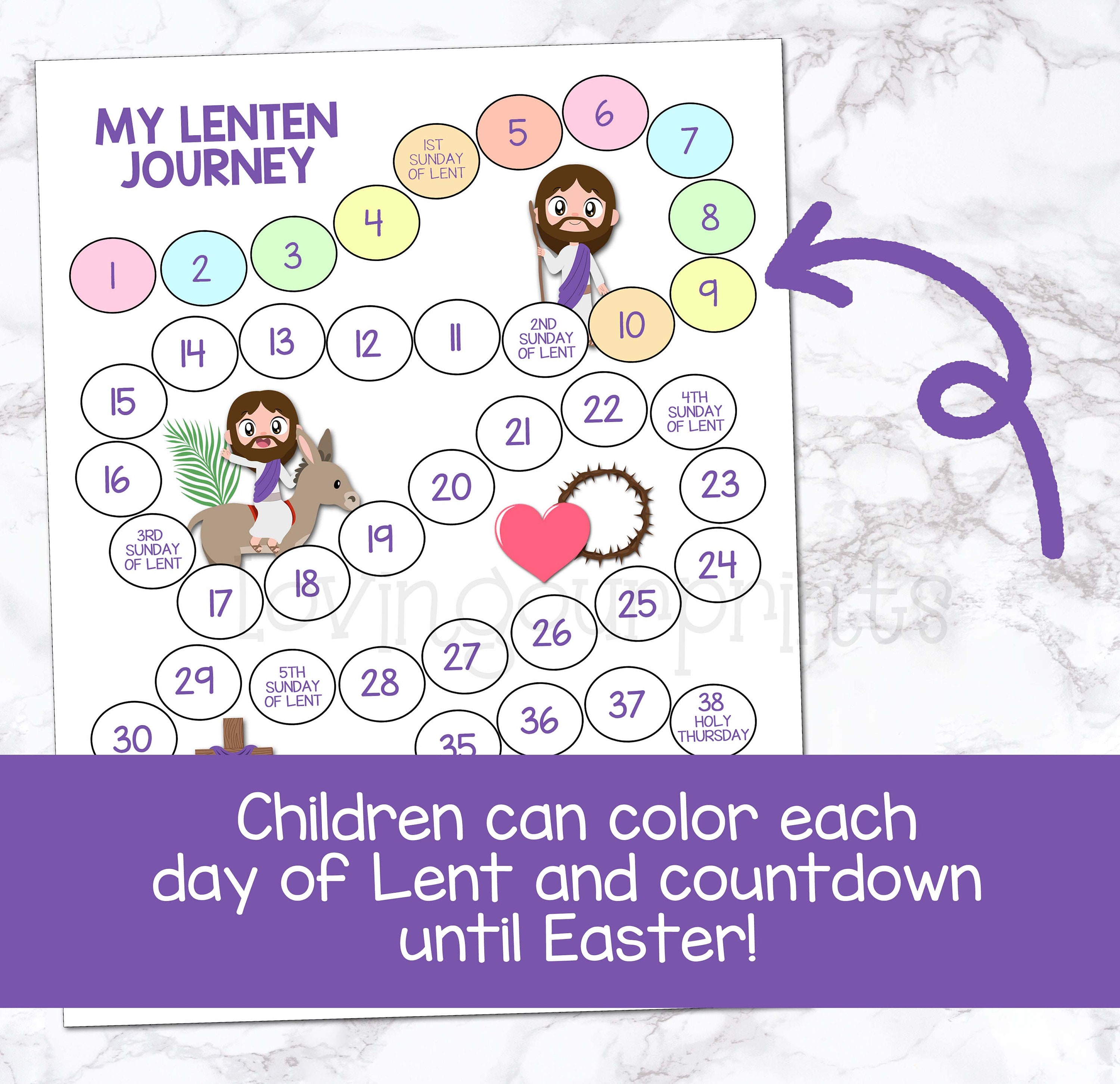 Lenten Calendar, Ash Wednesday Printable, Lent Calendar, Lenten ...