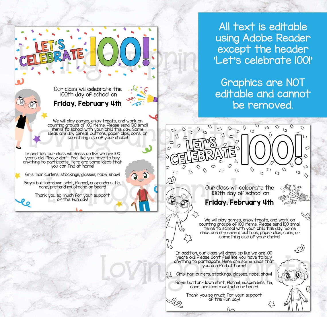 Editable 100th Day of School Parent Letter 100th Day of - Etsy
