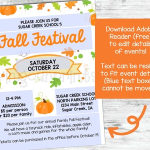 Editable Fall Festival Flyer, Fall Festival Invite, Fall Festival Flyer ...