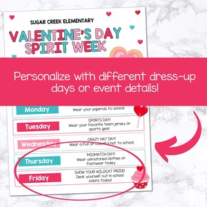 Valentine Spirit Week Flyer, Valentine Spirit Week Preschool, Valentine ...