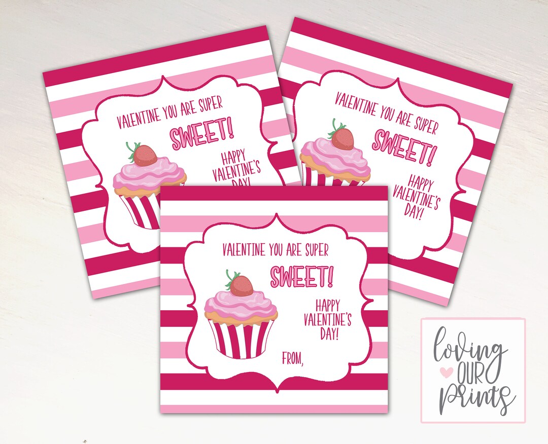 Cupcake Valentine Card, Printable Valentine, Classroom Valentine ...