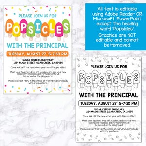Popsicles With the Principal, Editable Popsicles With the Principal ...