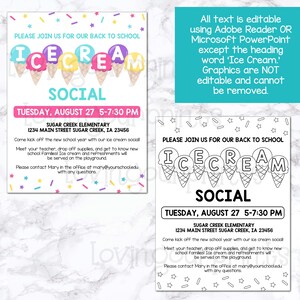 Back to School Ice Cream Social Flyer, Ice Cream Social, Editable Ice ...