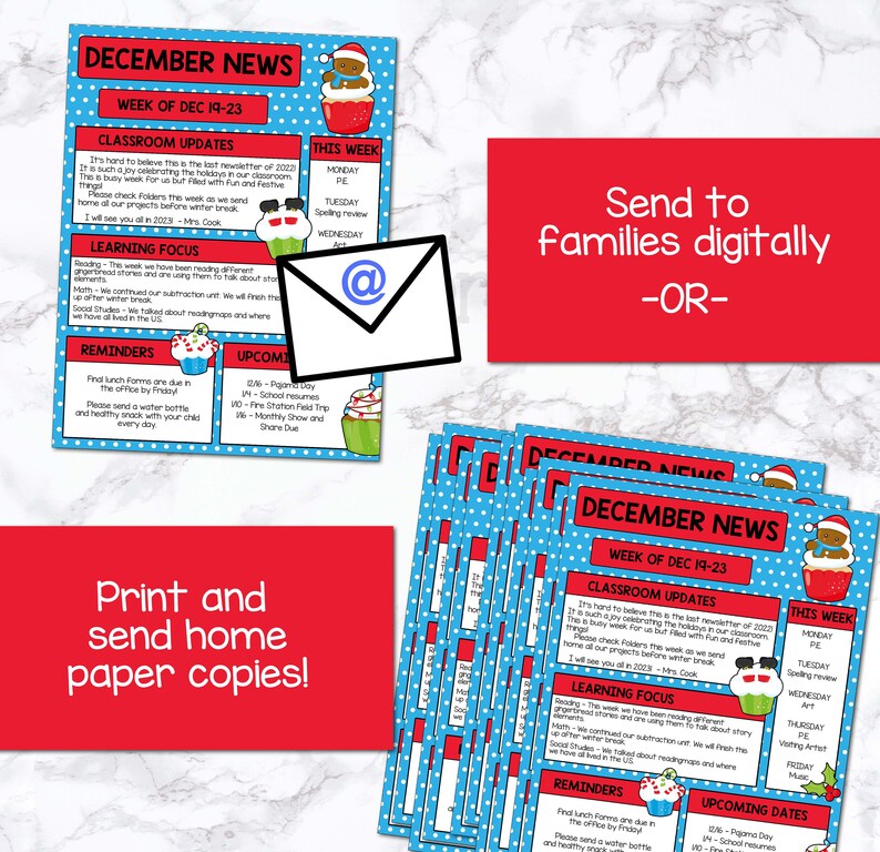 Editable December Newsletter Template, December Newsletter, Christmas ...