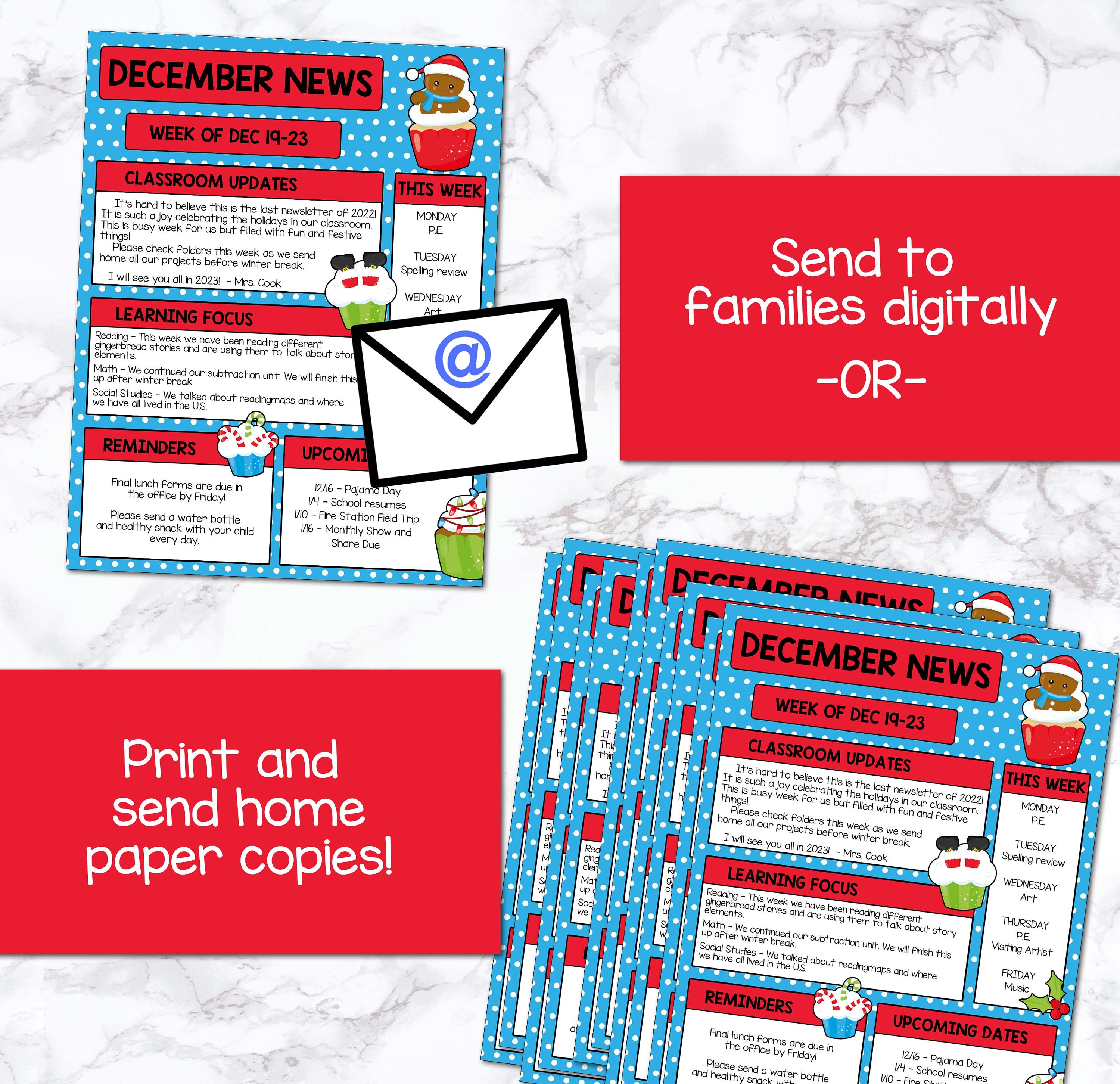 Editable December Newsletter Template December Newsletter - Etsy