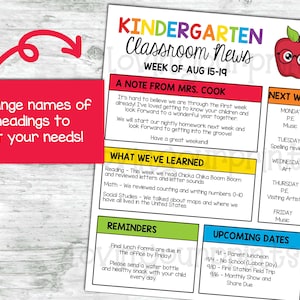 Teacher Weekly Newsletter, Classroom Newsletter Template, Class ...