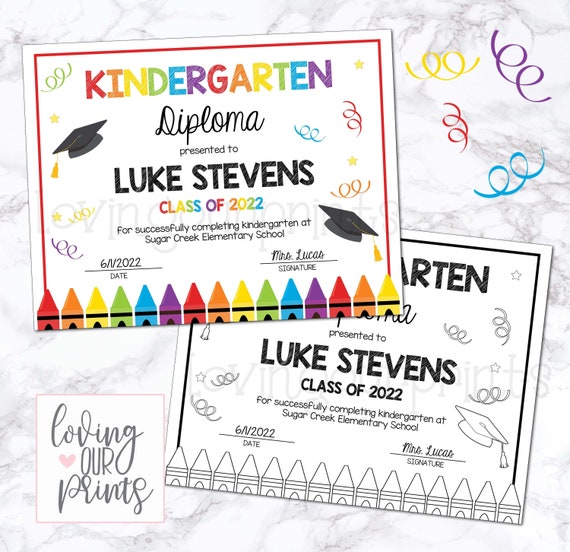 Editable Kindergarten Certificate Editable Kindergarten - Etsy