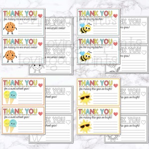 Teacher Appreciation Thank You Note, Teacher Appreciation Notes Bundle ...