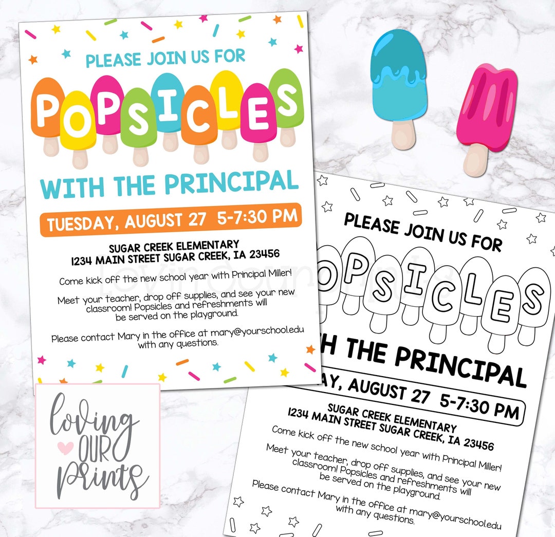 Popsicles With the Principal, Editable Popsicles With the Principal ...