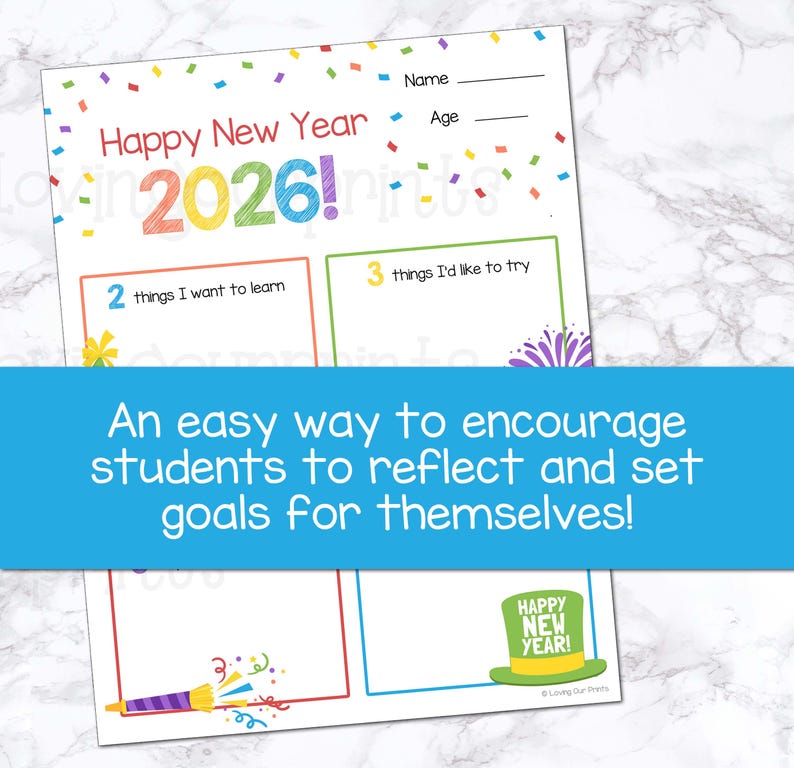 New Years Resolution Worksheet, New Year Goals for Kids, New Years ...