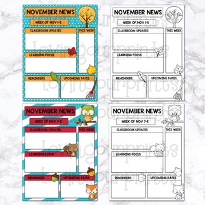 Editable November Newsletter Template, Editable Teacher Newsletter ...