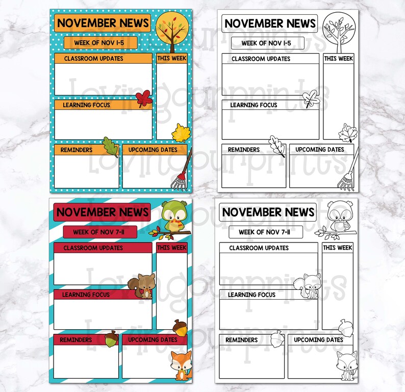 Editable November Newsletter Template Editable Teacher - Etsy